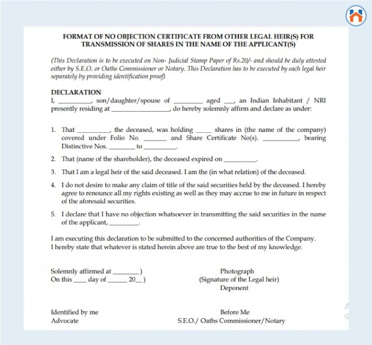 No Objection Certificate Noc For Property Format And More
