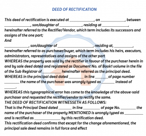 Rectification Deed: Meaning, Importance & Format