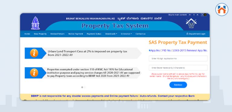BBMP Property Tax 2025: Online Payment Process and Property Tax Calculator